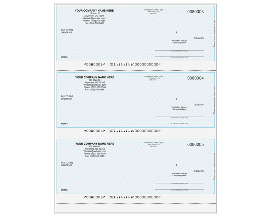 Laser Pre-Printed 3 On A Page Checks | CheckMark Online Store